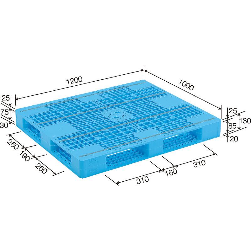三甲 パレットD4-1012-7 ライトブルー 外寸：1200 × 1000 130 mm (2個以上送料無料) 812214 サンコー : メカノマート - 通販 - Yahoo!ショッピング