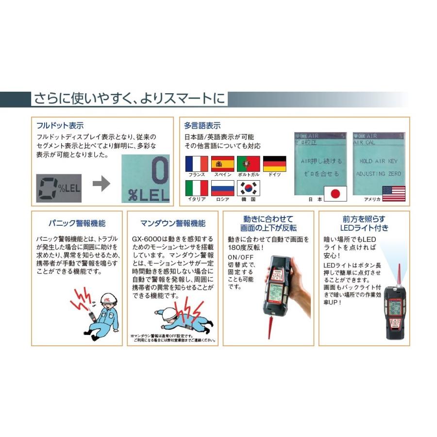 理研計器 ポータブルマルチガスモニター GX-6000 A0000P200D 乾電池仕様 揮発性有機化合物(VOC)検知仕様 検知範囲0 ...