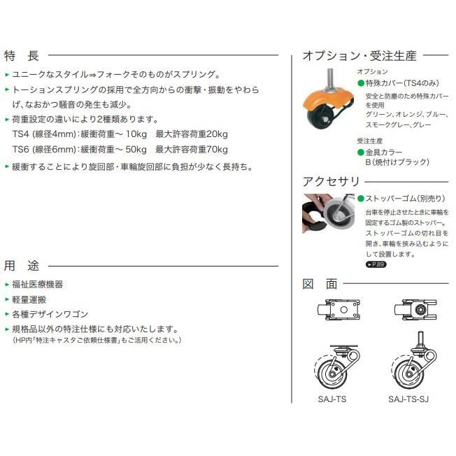 シシク SAJ-TS6-75U 緩衝キャスター5 自在 75径 ウレタン車 シシクアドクライス SISIKU : メカノマート - 通販 ...