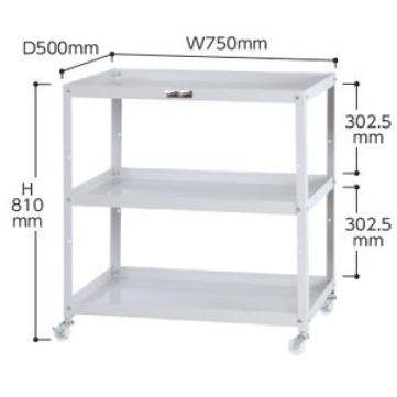山金工業 WCWN-3-P コンビニワゴン 作業台 オープンタイプ3段 WCWN-3-P 質量:14.2kg ナイロンキャスター ...