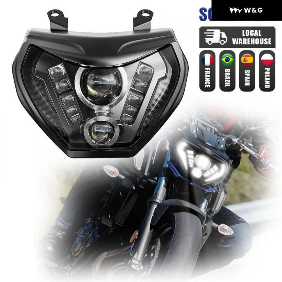 MT09 ヘッドライト 2014 -2016 LED オートバイヘッドライトアセンブリ E-MARK ヤマハ MT07 2018-2019 アクセサリー DRL 110W 防水 ...