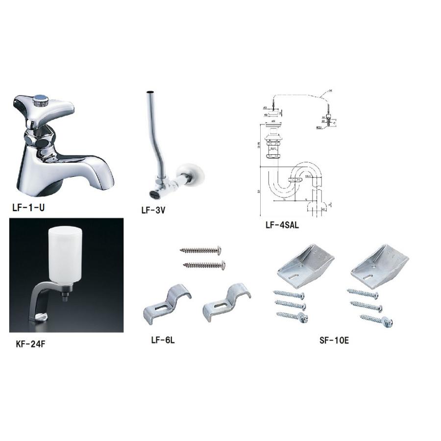 LIXIL(INAX) L-132G/BW1＋LF-1-U+LF-3V+LF-4SAL+KF-24F+LF-6L+SF-10E そで付小形洗面器(水栓穴2)床排水セット : l-132g-lf ...
