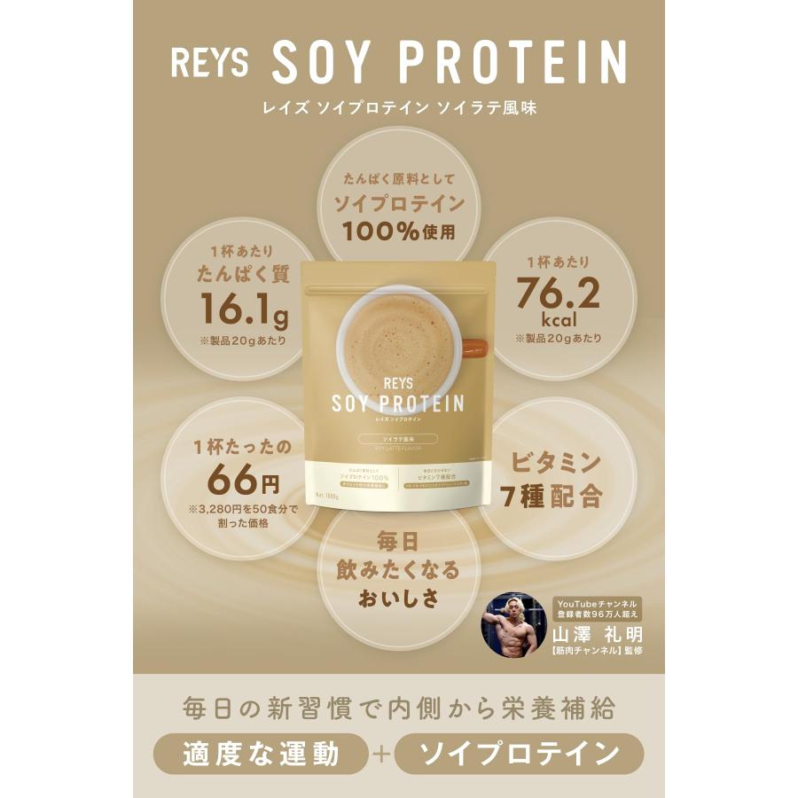 REYS レイズ ソイ プロテイン 山澤 礼明 監修 1kg 国内製造 ビタミン7種配合 SOY ぷろていん ソイプロテイン (ソイラテ風味) : 4595641153230 : ホーム ...