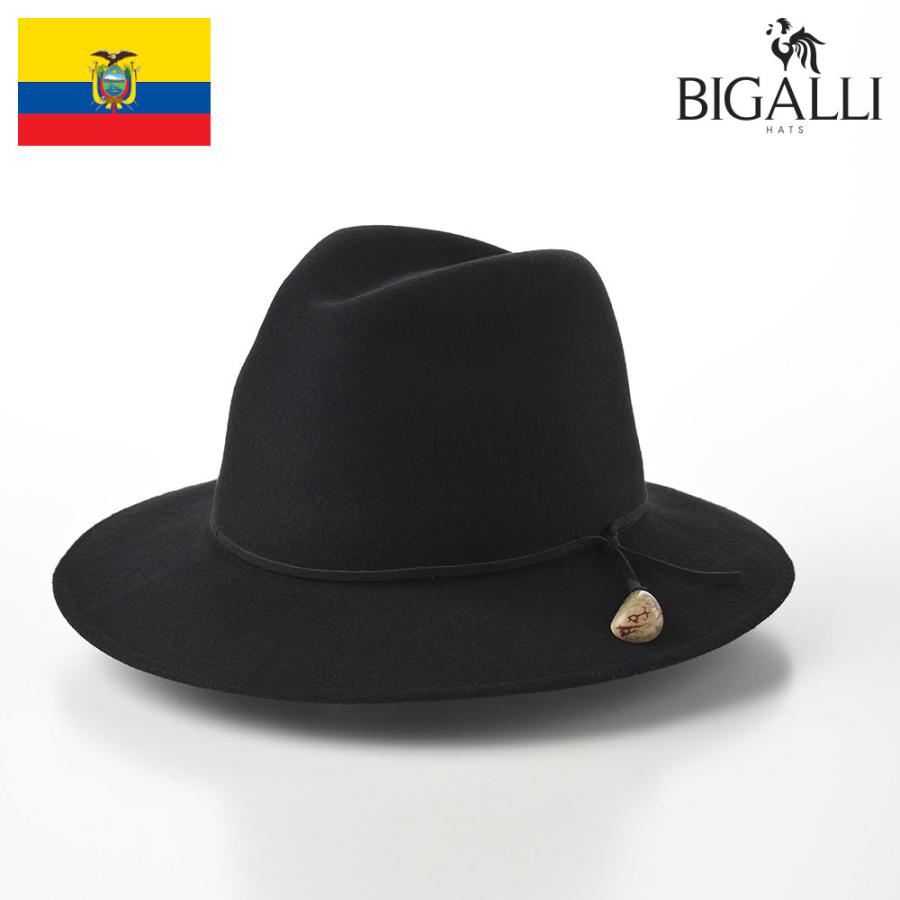 BIGALLI（ビガリ） 帽子 ブランド 中折れハット フェルトハット メンズ レディース 秋 冬 OPAL(オパール) ブラック : メンズ ...