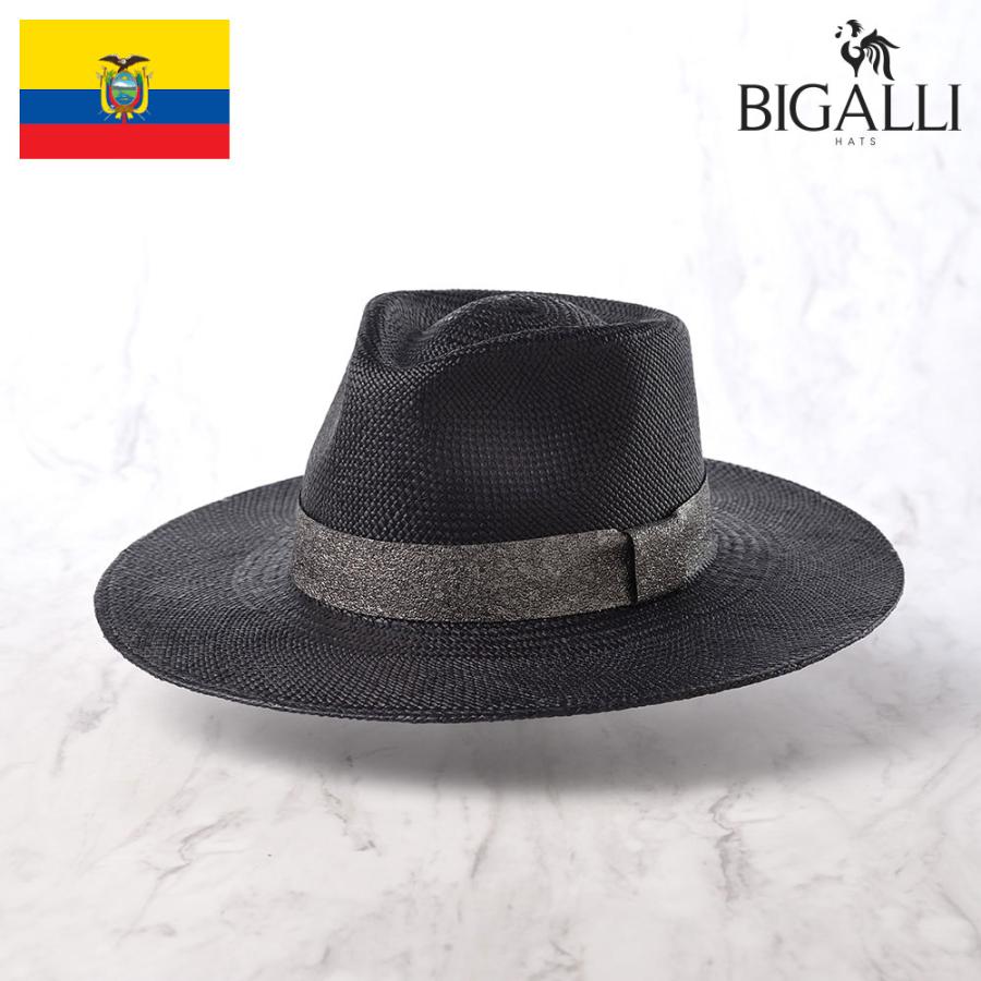 BIGALLI（ビガリ） パナマ帽 中折れハット 帽子 メンズ レディース 春 夏 エクアドル MACHALA(マチャラ) ブラック 熱中症 ...