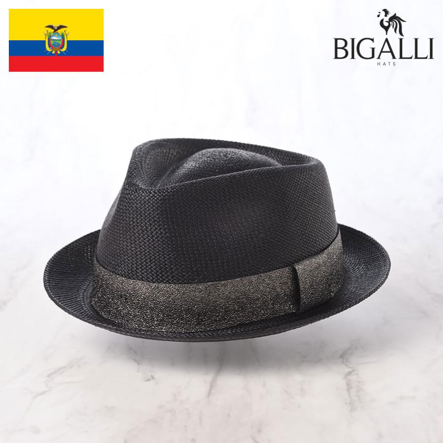 BIGALLI パナマ帽 中折れハット 帽子 メンズ レディース 春 夏 エクアドル DAWN（ドーン） ブラック : メンズハット・帽子専門 ...