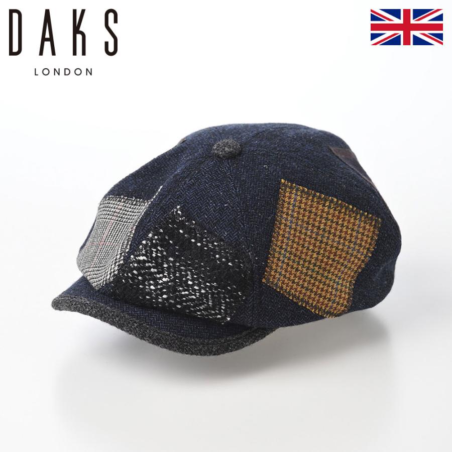DAKS キャスケット帽 秋 冬 帽子 メンズ レディース Casket Hunting Patchwork（キャスケットハンチング パッチワーク） D3911 ネイビー :d3911 ...