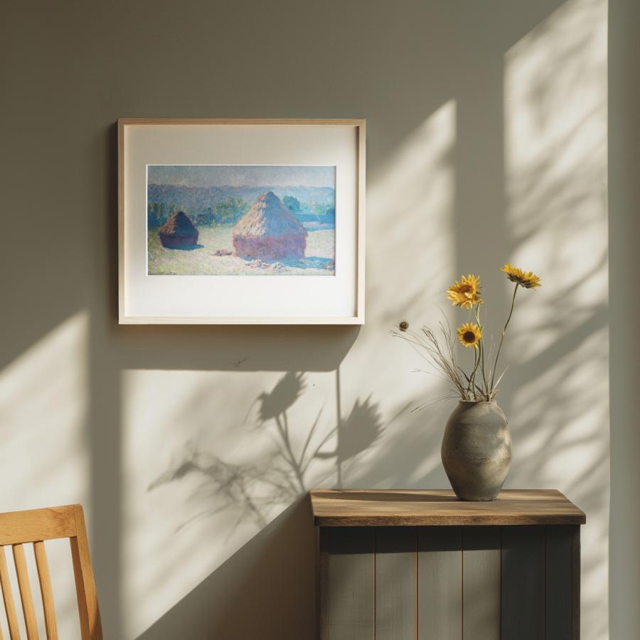 クロード・モネ 「積みわら（夏の終わり）」アートポスター（フレーム付き） / Claude Monet“Wheatstacks (End of ...