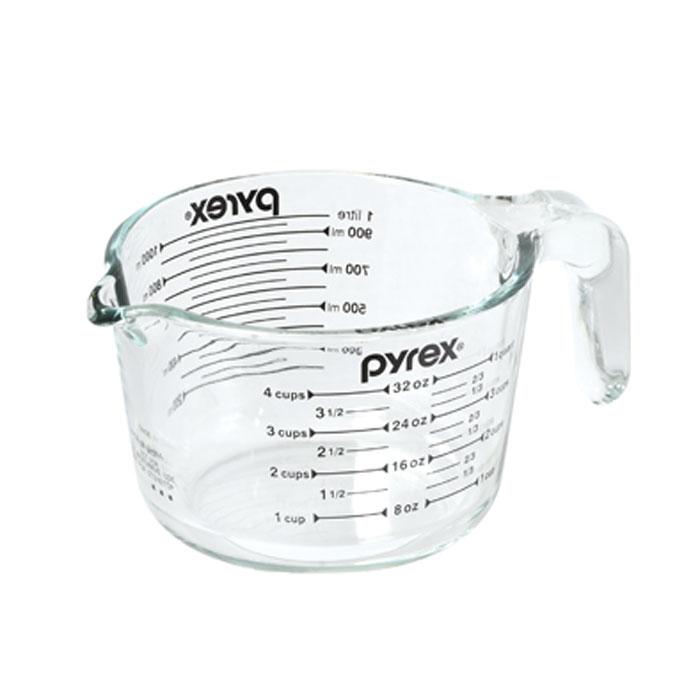 PYREX（パイレックス） 取っ手付き メジャーカップ1000ml メモリーカラーブラック 耐熱ガラス : キッチン用品店 ホーオンストア ...