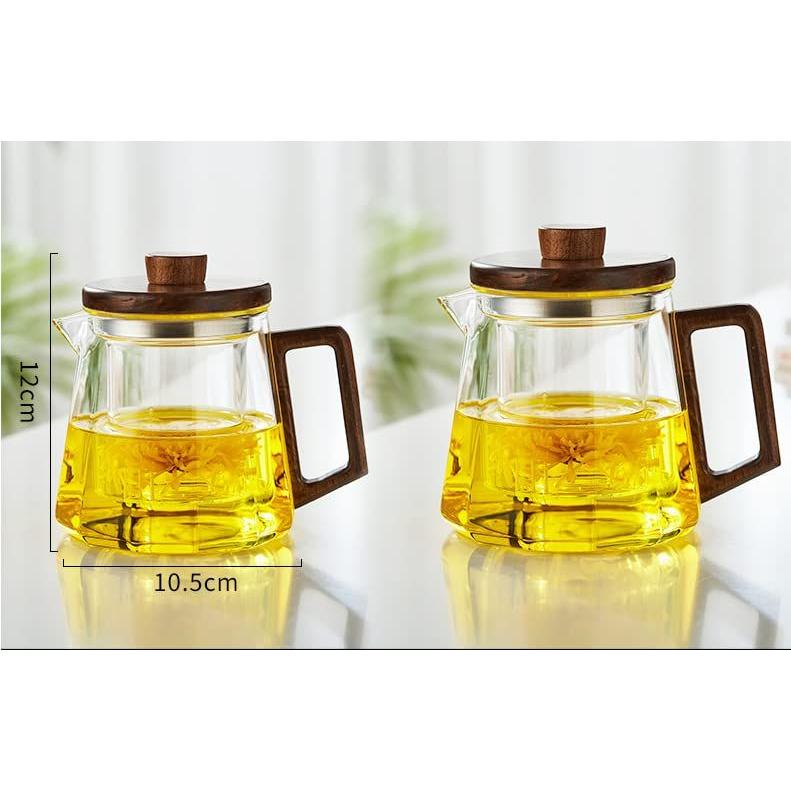 ティーポット 透明 急須 耐熱ガラス 茶ポット木製蓋付き500mL/800mL 大容量 茶こし付き フルーツティー リーフティー (500mL, 透明) カップ4個付き : RUMAY公式 ...