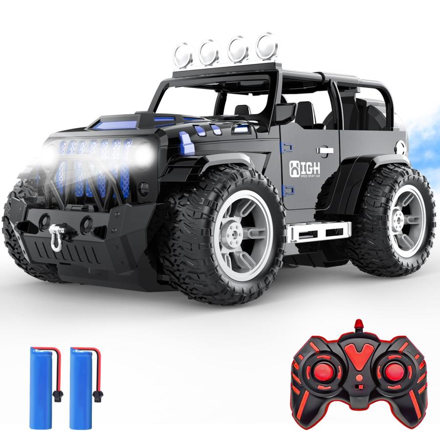 ラジコンカー こども向け おもちゃ 1/16 オフロード ジープ RCカー スプレー機能 操作時間70分 2.4GHz 屋内外 LEDライト リモコンカー : RUMAY公式ショップ - 通販 ...