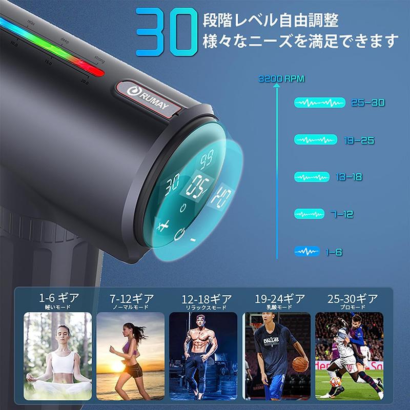 【最新作 数量限定レビュー特典 】Rumay 即納 筋膜リリース ガン ハンディガン きんまくリリースガン 強力振動 コードレス30段階 ...