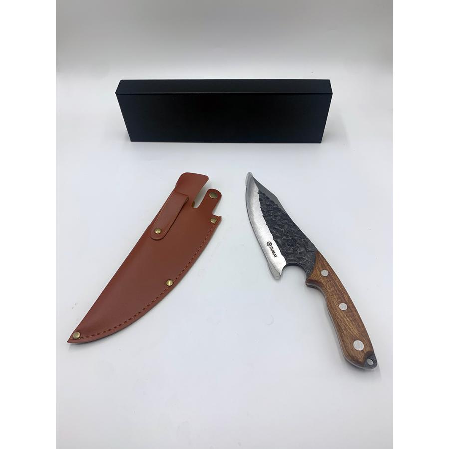 即納 RUMAY ボーニングナイフ バトニング ナイフ 肉切り包丁 筋切り 骨スキ 刃渡り170mm 槌目 ステンレス 鋼 アウトドアナイフ フルタング 送料無料 ダマスカス : hly ...
