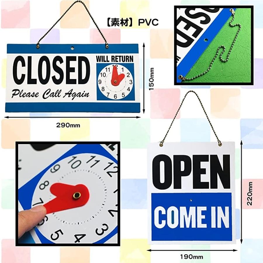 OPEN RETURN お知らせ プレート 看板 営業中 開店 外出中 帰宅 時間 サインプレート 青 B(青 B) :2B4F82JGKT ...