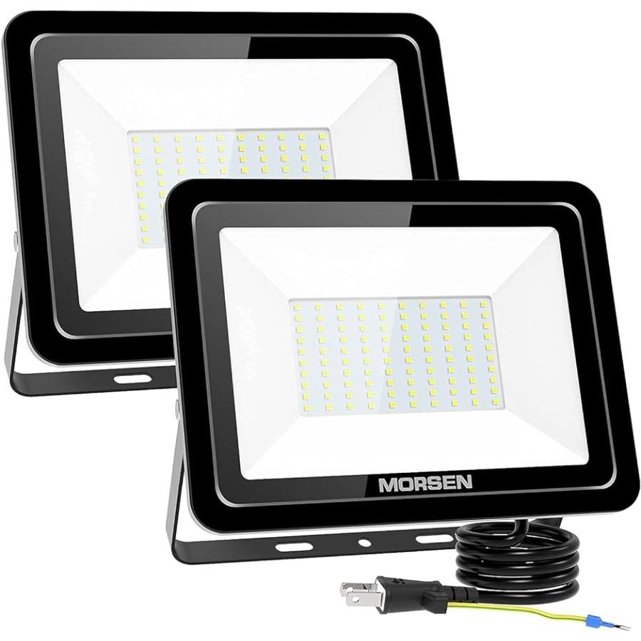 超薄型 2個セットMORSEN LED投光器 LED作業灯 SMD チップ 12000LM(昼光色-SMD, 100W 2個 ...