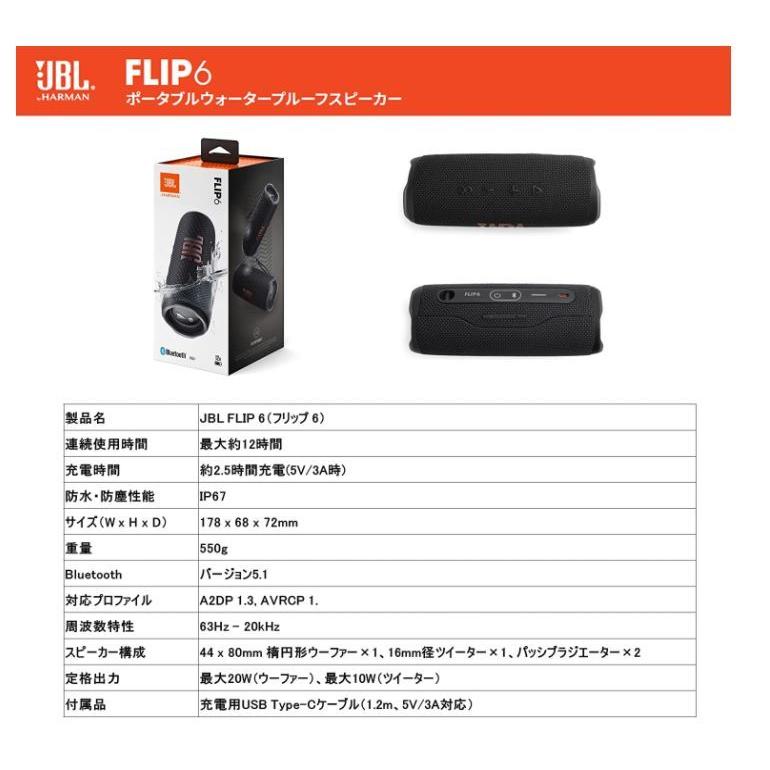 JBL ワイヤレススピーカー JBLFLIP6BLK ブラック ポータブルBluetoothスピーカー FLIP6(58152) : 58152 : 堀田商事質店 Yahoo!店 - 通販 ...