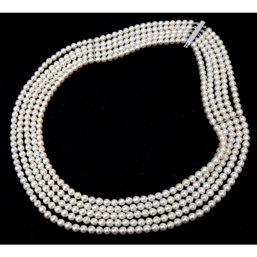 TASAKI 田崎 5連パールネックレス SV金具 真珠 【中古】(64886 TASAKI 田崎 5連パールネックレス SV金具 真珠 【中古】(64886