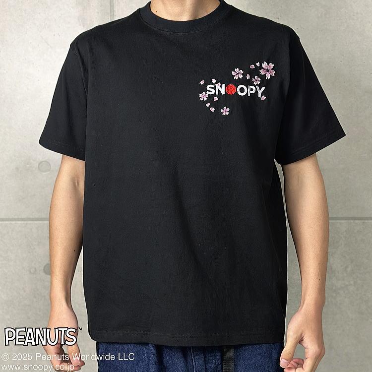夏物新作 ビッグ有 絡繰魂×スヌーピーコラボ SNOOPY刺繍 カラテkarate蹴り 桜 ロゴ 総刺繍 和柄×アメコミ TEE 半袖Tシャツ ...