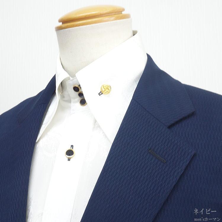 秋冬春物 DropHead/ドロップヘッド 小柄模様 ノッチ衿 アジャスター ベスト付 ビジネス 2釦シングルスーツ スリーピース 3ピース 紺 M/L/LL(XL)/3L(XXL ...