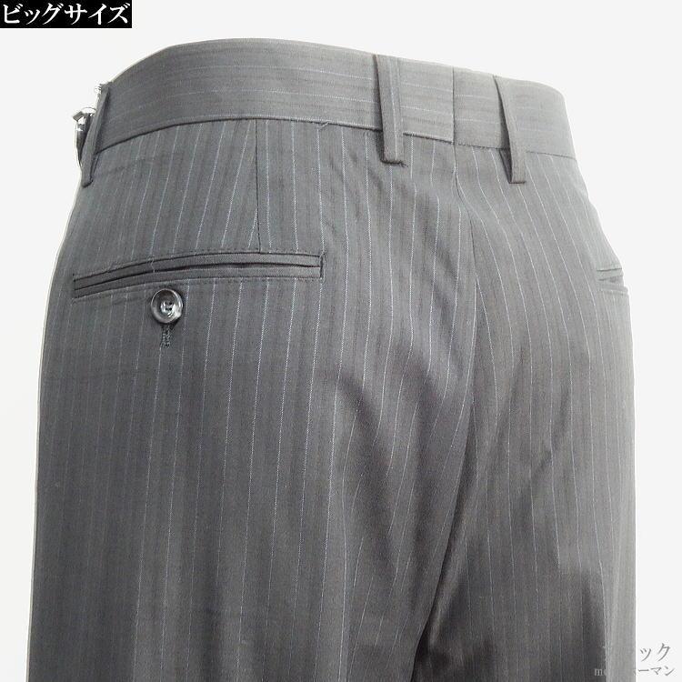 スリーシーズン秋冬春物 ビッグ有 DropHead/ドロップヘッド 紺ストライプ お台場仕立て アジャスター ビジネス 衣裳 2つ釦シングルスーツ 黒 LL/3L(XXL) A2760 ...