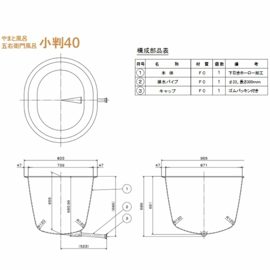 大和重工 五右衛門風呂 小判型40 235L 直焚き : ホーネストオウンズ - 通販 - Yahoo!ショッピング