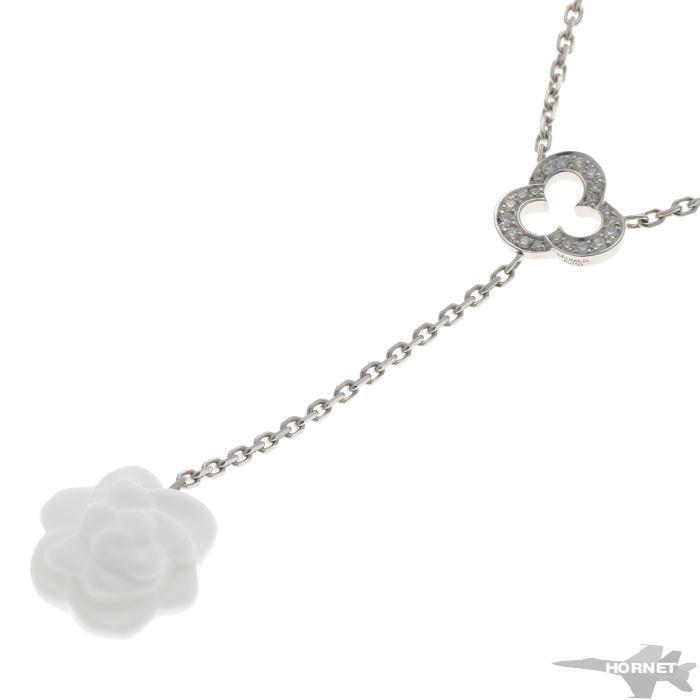 CHANEL シャネル カメリア ホワイトアゲート ダイヤ ネックレス J2934 ホワイトゴールド 750WG 2110082 : イトウ ...