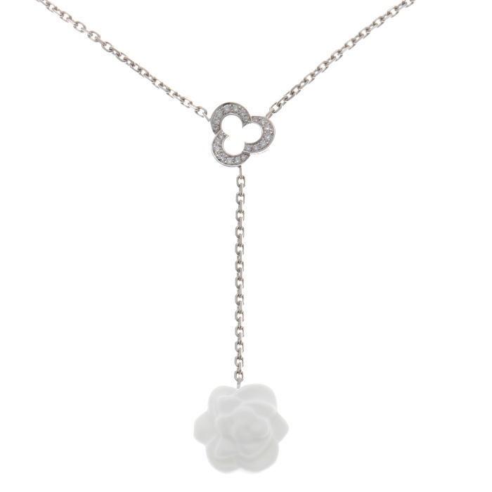 CHANEL シャネル カメリア ホワイトアゲート ダイヤ ネックレス J2934 ホワイトゴールド 750WG 2110082 : イトウ ...
