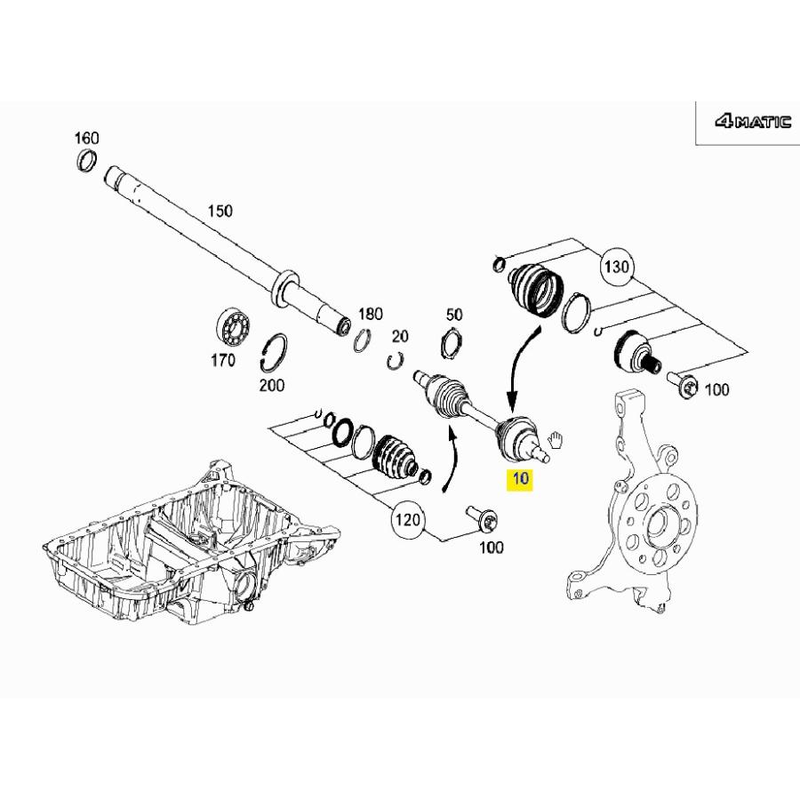 メルセデスベンツ 左フロントドライブシャフト ASSY ボルト付き 2123300200 2123301801 2123301601 ...