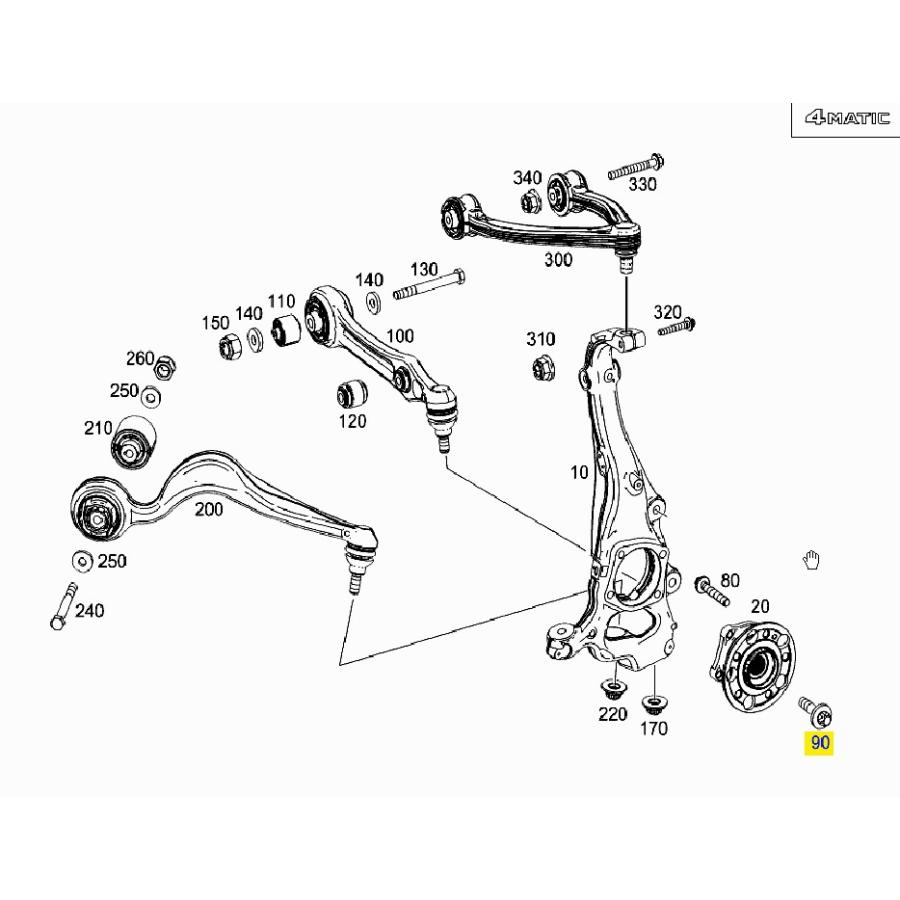 Mercedes-Benz 純正 メルセデスベンツ(MERCEDES BENZ) ドライブシャフト6角丸頭ボルト A0009907503 ...