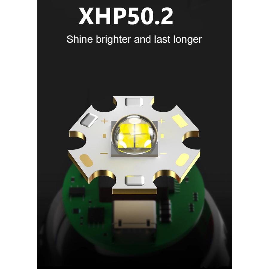 明るい 強力 懐中電灯 LEDライト XHP50.2 採用 大容量26650付属 ズーム可能 残量表示 フラッシュライト 5モード調光 ...