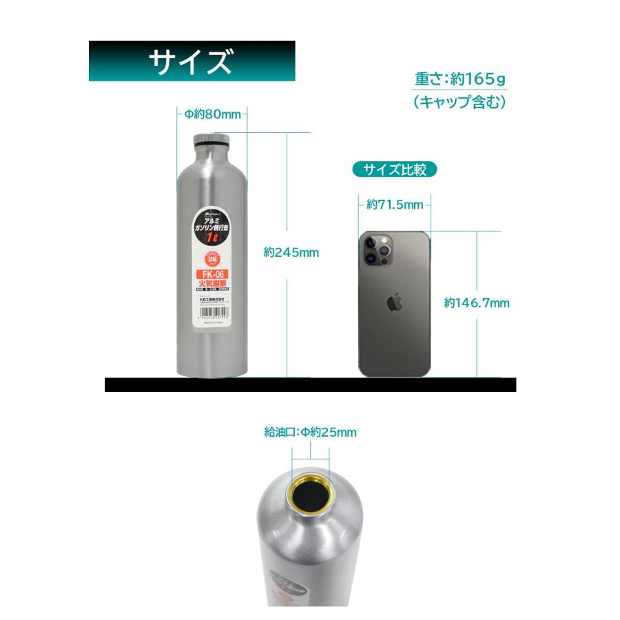 メルテック(meltec) ガソリン携行缶 アルミボトルタイプ 1L Meltec消防法適合品 アルミニウム 厚み0.8mm 収納ケース付 FK-06 : ホットミーティア - 通販 ...