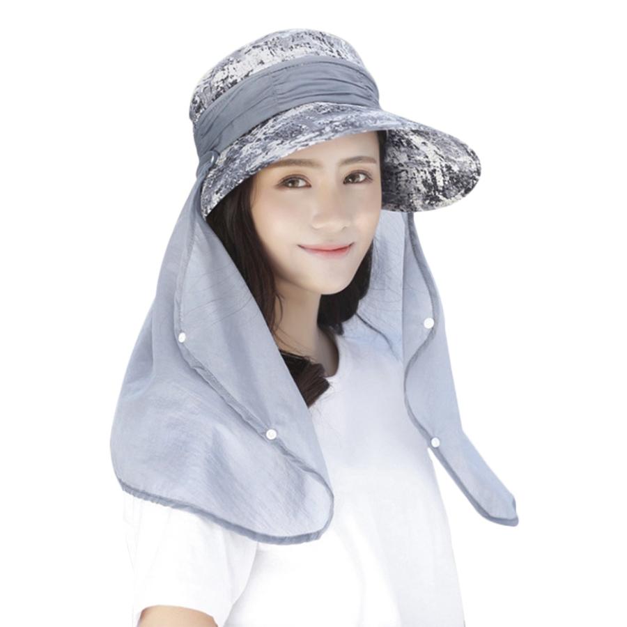 [FakeFace] レディース ひよけ帽子 おしゃれ 春夏 サンバイザー UPF50+ UVカット 帽子 フェイスカバー付き 3Way 折りたたみ : ホットミーティア - 通販 ...