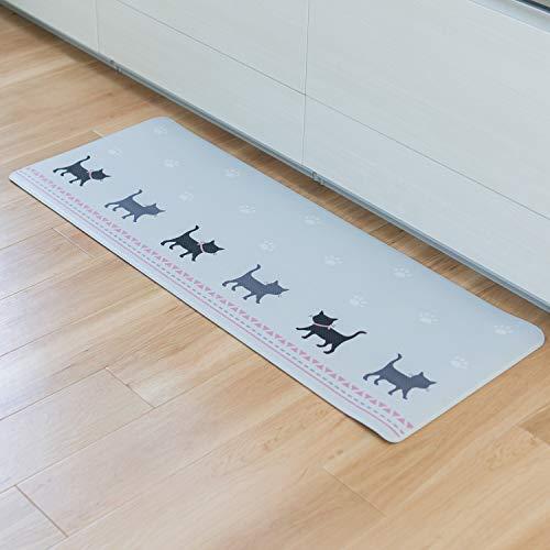 オカ(OKA)) 拭けるキッチンマット 約45cm×120cm グレー(キャット)(拭くだけ PVC ビニール) : ホットミーティア - 通販 - Yahoo!ショッピング