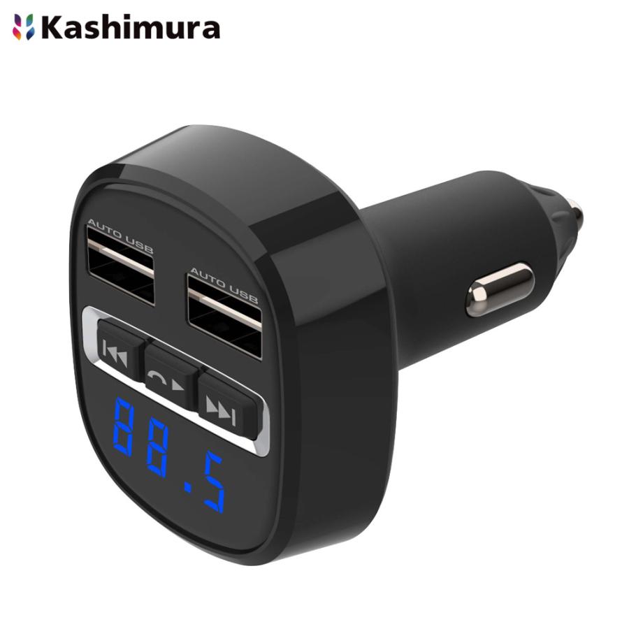 Kashimura FM トランスミッター Bluetooth ver5.0 ワイヤレス受信 USB充電2ポート付 4.8A スマホ音楽 ハンズフリー通話可能 カシムラ KD-219 ...