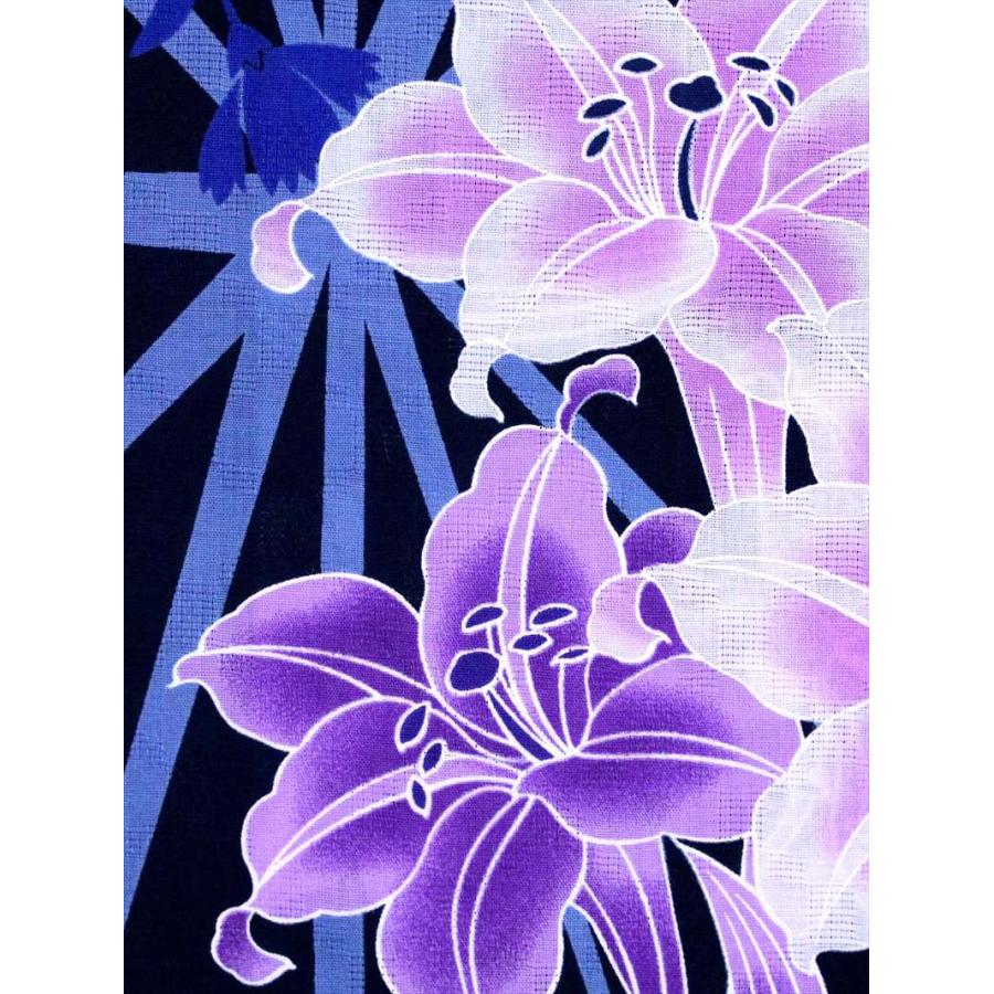 浴衣 フリーサイズ No.134 ユリ柄・濃紺地 : sy-134 : ゆかた反物の堀田 - 通販 - Yahoo!ショッピング