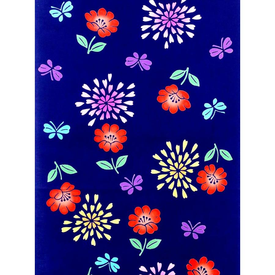 子供 浴衣 反物 (5.7m) No.803 紺地・フヨウ・花火柄・注染染め : ゆかた反物の堀田 - 通販 - Yahoo!ショッピング