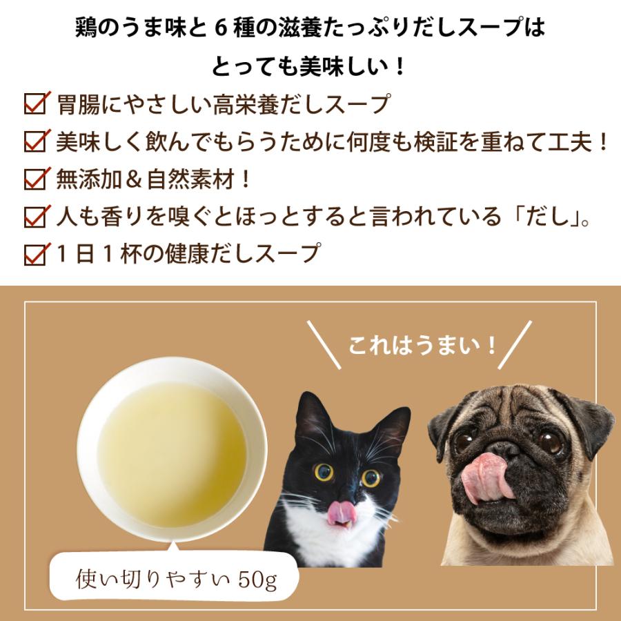 帝塚山ハウンドカム 犬 猫 ドッグフード スープ 国産 無添加 子犬 成犬 シニア犬 水分補給 トッピング 愛犬愛猫の鶏のうま味と6種の滋養たっぷりだしスープ 1袋（50g） : 安心おやつ ...