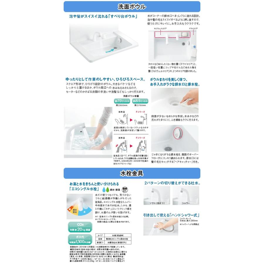 TOTO 洗面化粧台 Fシリーズ 間口750mm 開き扉タイプ 三面鏡 エコシングルシャワー水栓LDPL075BAGE_2_+LMSPL075A3G__1_ : PHショップYahoo!店 ...