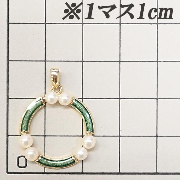 MIKIMOTO（ミキモト） アコヤ真珠 ペンダントトップ K18YG MIKIMOTO エナメル 七宝 サークル ラウンド 円 丸 透かし ...