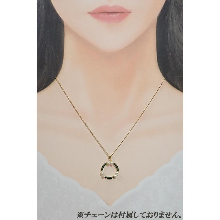 MIKIMOTO（ミキモト） アコヤ真珠 ペンダントトップ K18YG MIKIMOTO エナメル 七宝 サークル ラウンド 円 丸 透かし ...
