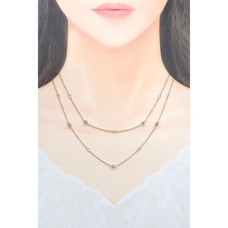 ダイヤモンド ネックレス K18ピンクゴールド 2way ステーション ロング 送料無料 中古 宝正 900221 : 宝正 ヤフー店 - 通販 - Yahoo!ショッピング
