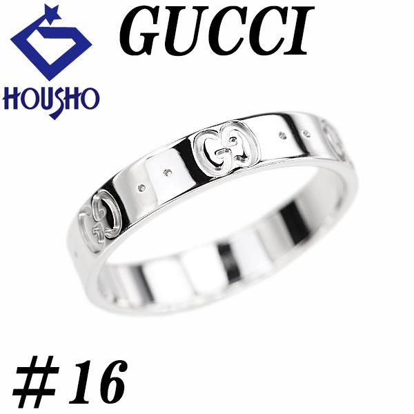 GUCCI グッチ アイコン リング K18ホワイトゴールド #16 ロゴ メンズ ユニセックス 地金のみ 石なし 送料無料 中古 宝正 900822 : 宝正 ヤフー店 - 通販 ...