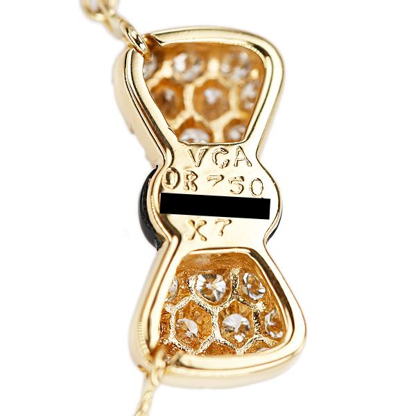 ヴァンクリーフ＆アーペル オニキス ネックレス ダイヤモンド K18イエローゴールド Van Cleef & Arpels リボン 送料無料 ...