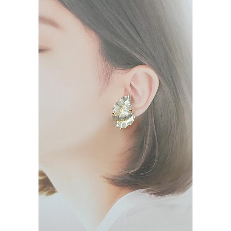 松井久子 ピアス K18YG WG イヤリング デザイナー 葉 リーフ ボタニカル 梨地 ツヤ消し 地金のみ 宝正 903053 : 宝正 ...