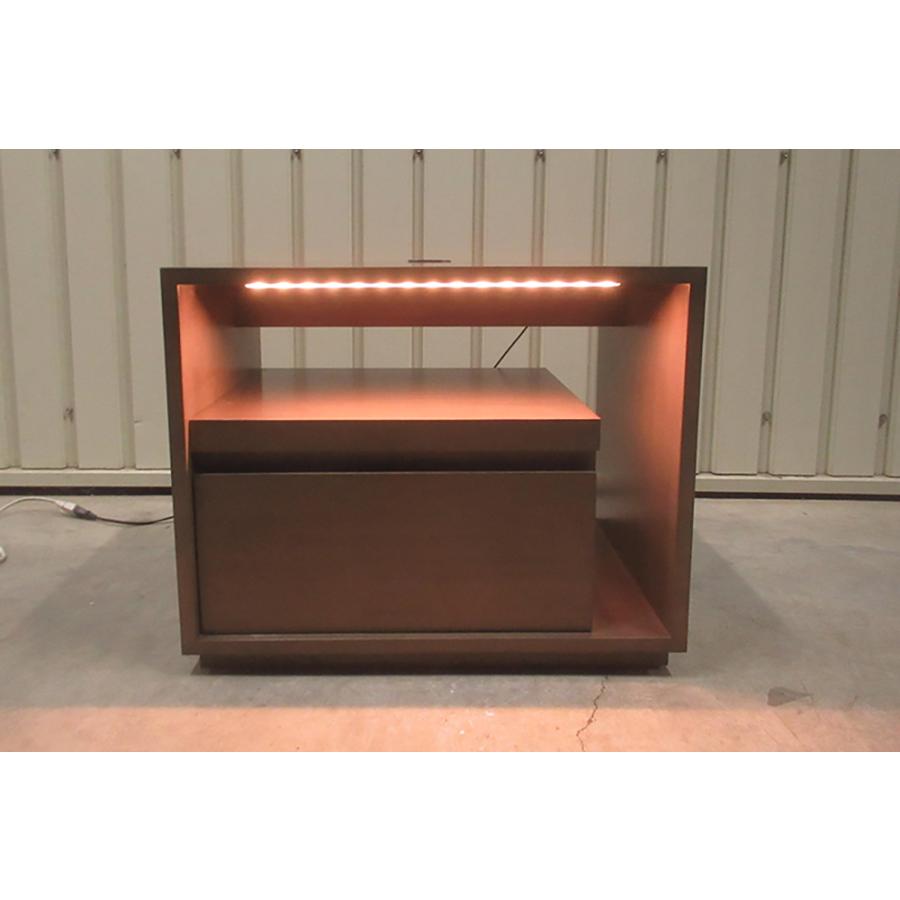 展示品 PLUS 高級 アニグレ材 LED/照明付き ASSA ABLOY 金庫収納 モダン NIGHT TABLE/ナイトテーブル ...