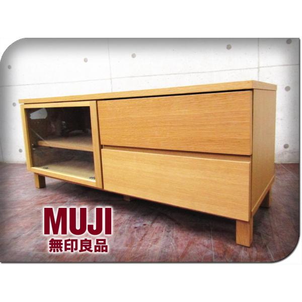 無印良品 美品 無印良品/MUJI 高級 OAK AV RACK・W110cm/オークAVラック オーク材 北欧モダン TVボード/テレビ ...