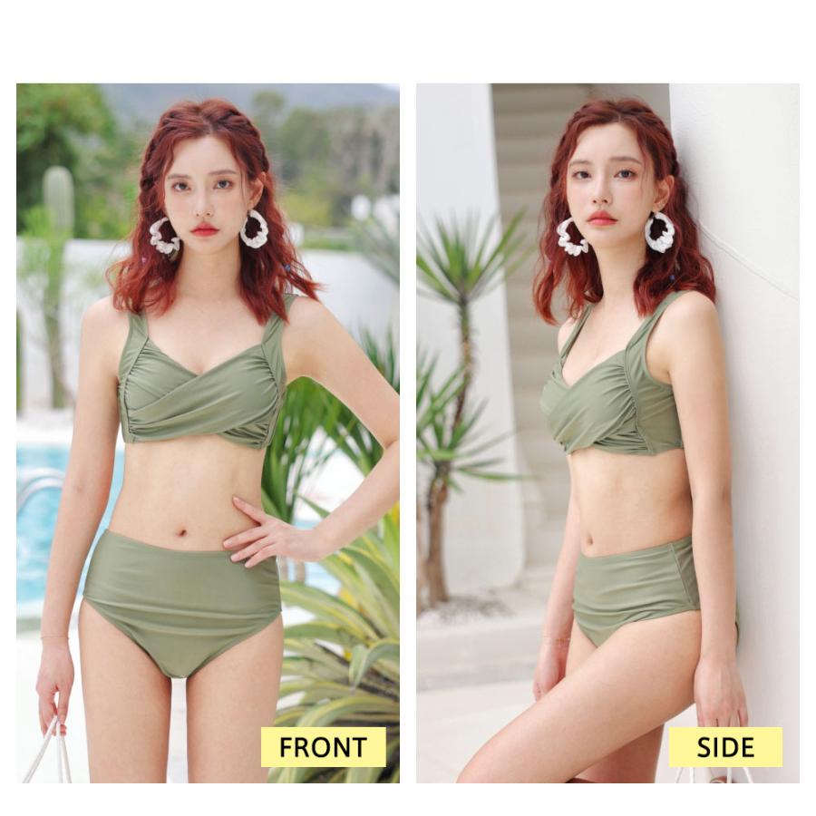 水着 レディース ビキニ セパレート 可愛い 韓国 ハイウエスト 体型カバー カシュクールビキニ クロスデザイン S/M/L :h88203:HOYUKI - 通販 - Yahoo!ショッピング