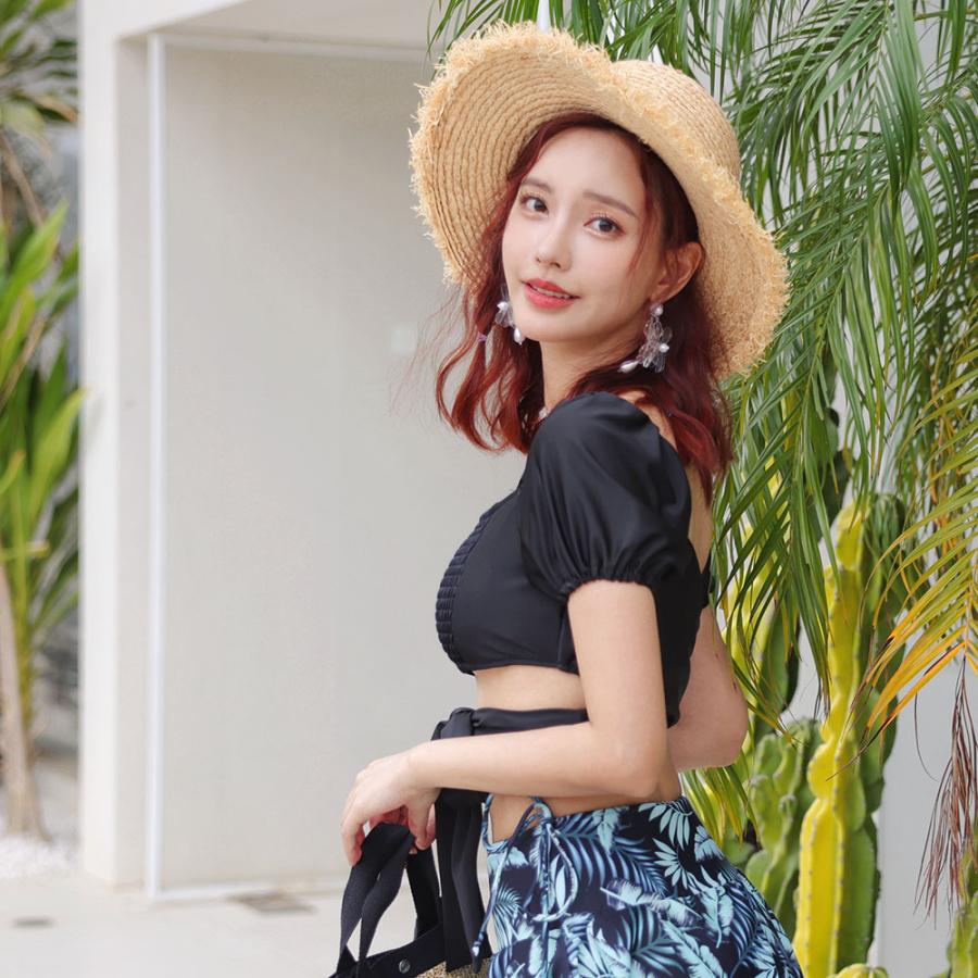 水着 レディース 3点セット 体型カバー セパレート ハイウエスト 袖付き シャーリング キャンディースリーブ S/M/L : HOYUKI - 通販 - Yahoo!ショッピング