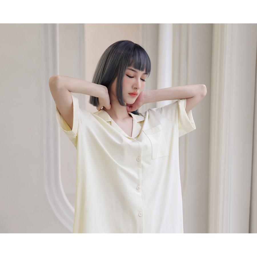 【ルームウェア限定!半額50％OFF】ルームウェア レディース 部屋着 ワンピース シャツワンピ 半袖 パジャマ 夏 春 無地 安い 薄手 涼しい おしゃれ :wg33281:HOYUKI ...