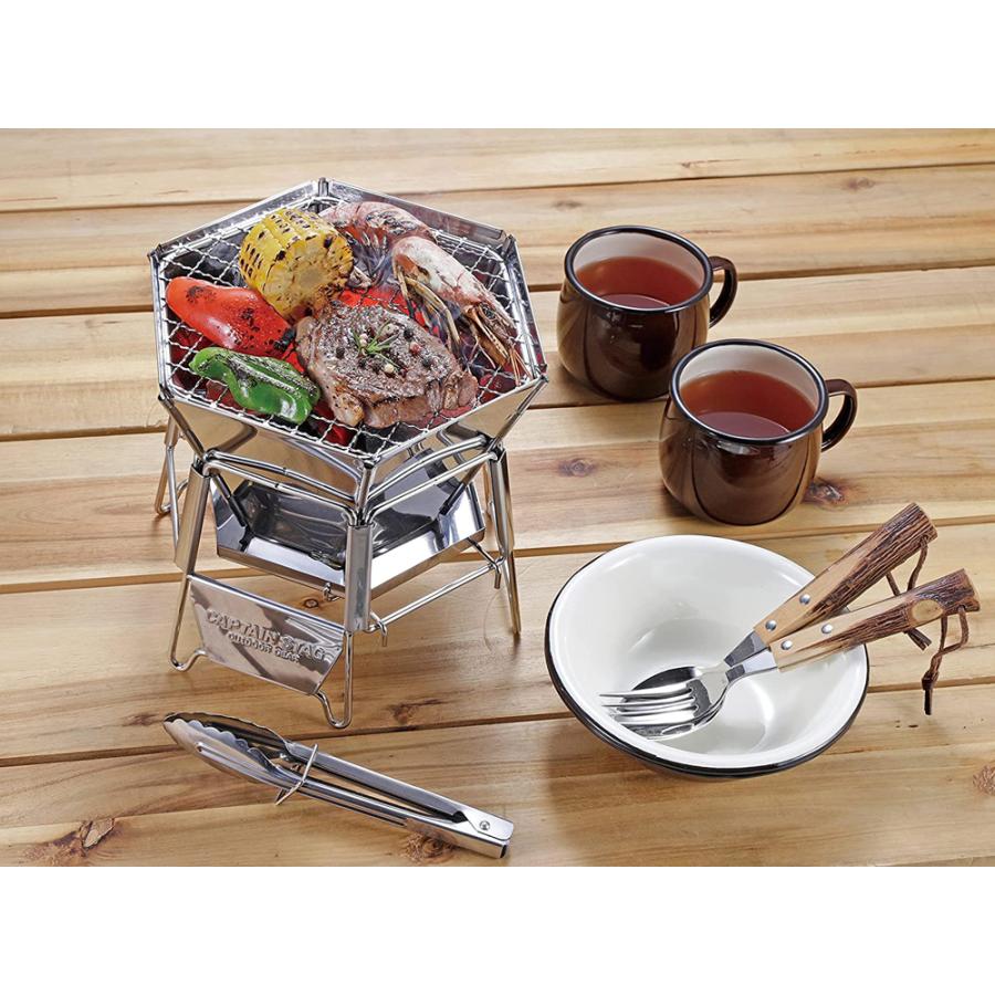 CAPTAIN STAG ヘキサ ステンレス卓上グリル ＜S＞ 収納バッグ付き UG-0094 : HRCO Yahoo!店 - 通販 - Yahoo!ショッピング
